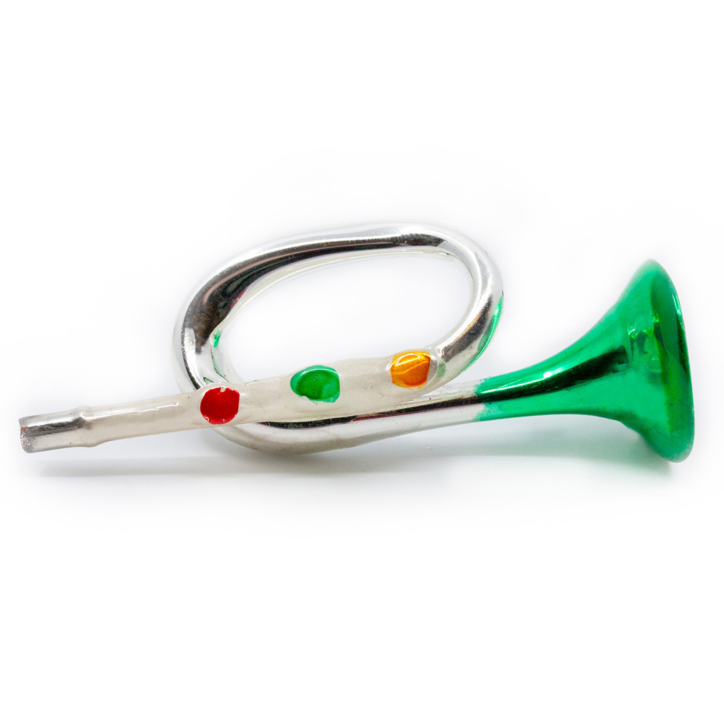 Vintage Christmas Ornament Trumpet Points Green Glass